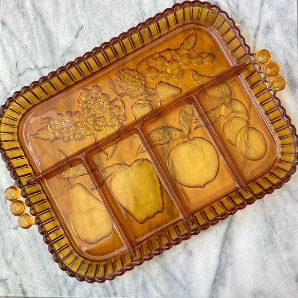 Vintage | Dining | Vintage Amber Glass Condiment Tray | Poshmark